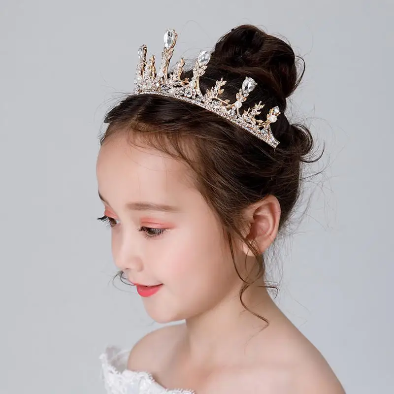 Children Crown Tiara Princess Girl Crystal Headband Golden Birthday ...