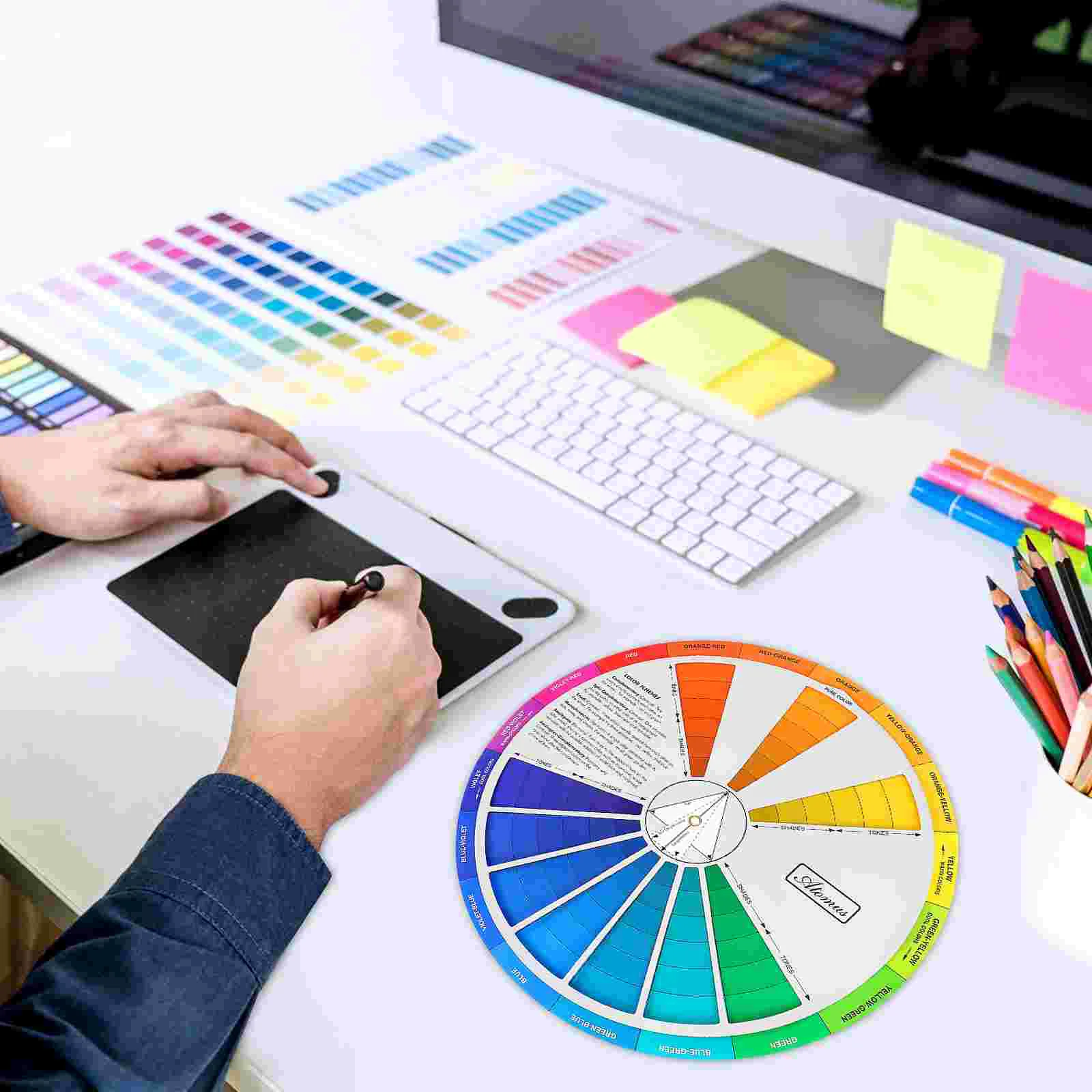 Gradient Color Wheel Mixing Chart Rotatable Glass Small Class Teaching ...
