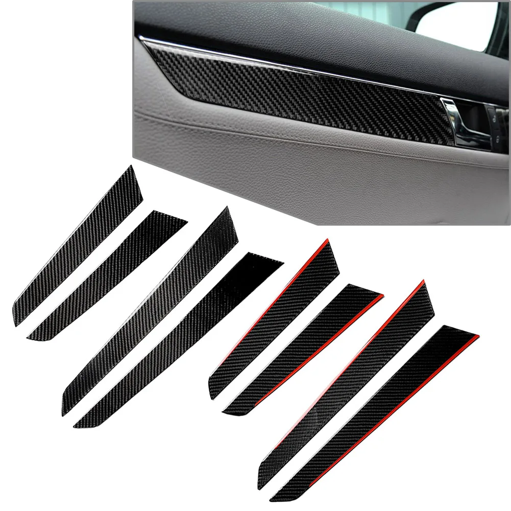 4 шт., внутренняя дверная панель автомобиля из углеродного волокна, декоративная накладка для ...
