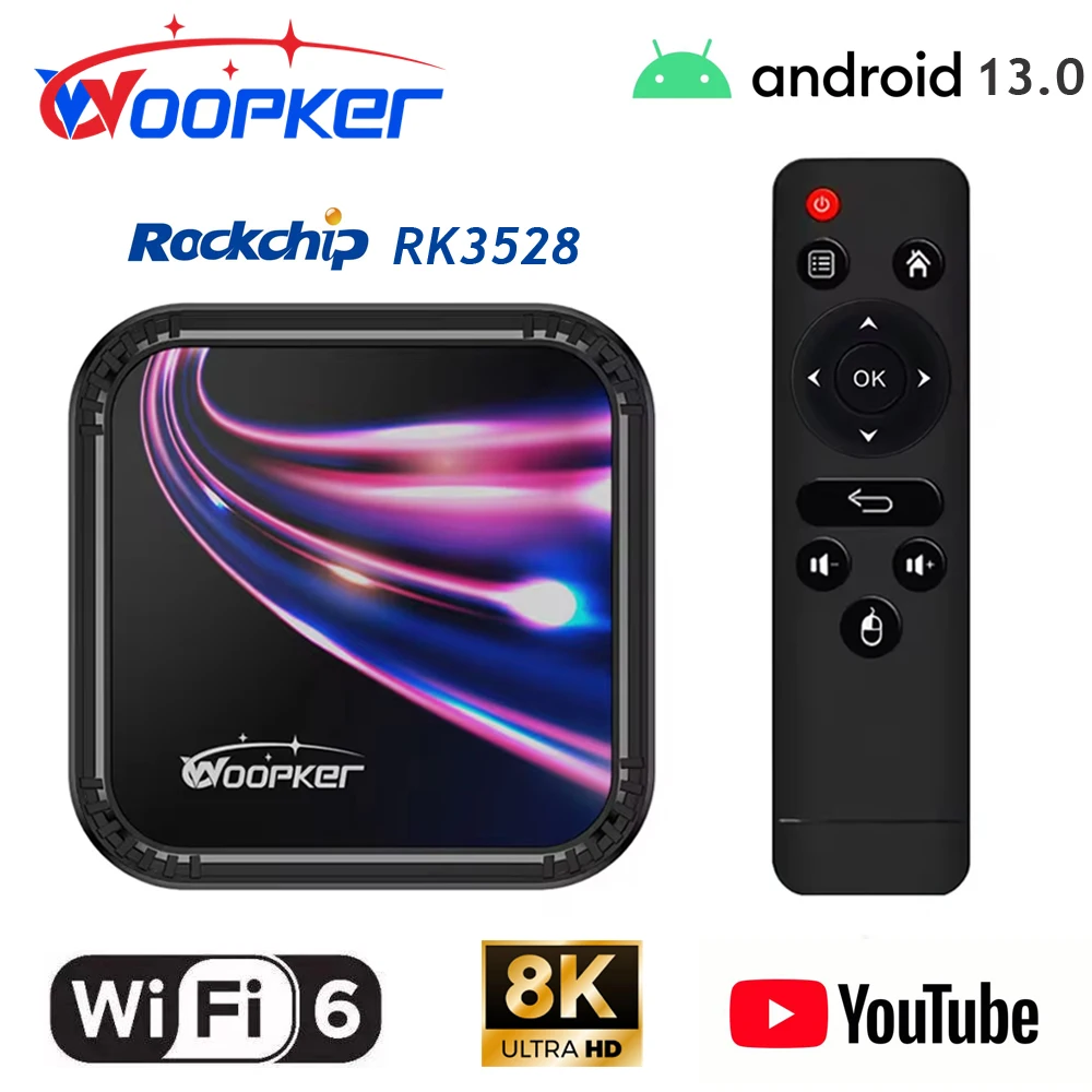 Woopker K52 Rockchip RK3528 Android 13 Smart TV Box BT5.0 WiFi6 8K Видеомедиаплеер Поддержка ...