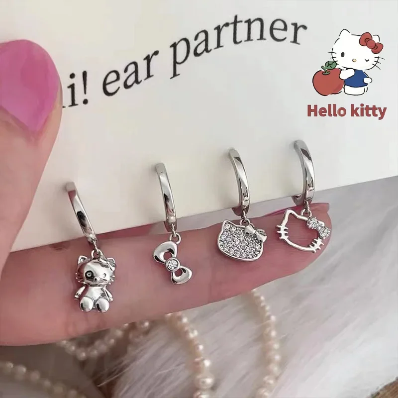 Серьги Sanrio Hello Kitty серебро S925 | AliExpress