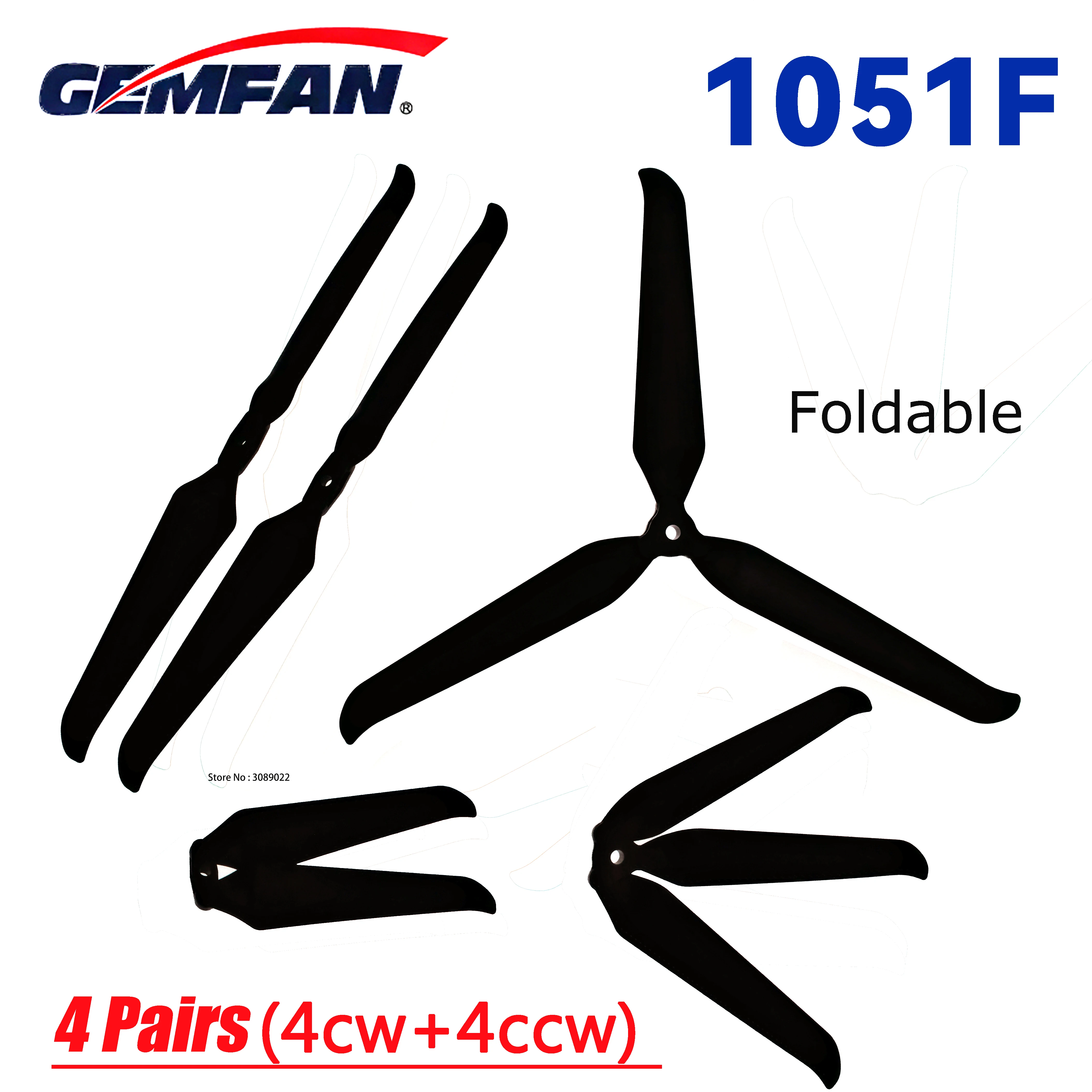 Складной пропеллер Gemfan F1051, 4 пары, 10 дюймов, 2 Лопасти/3 лопасти | AliExpress