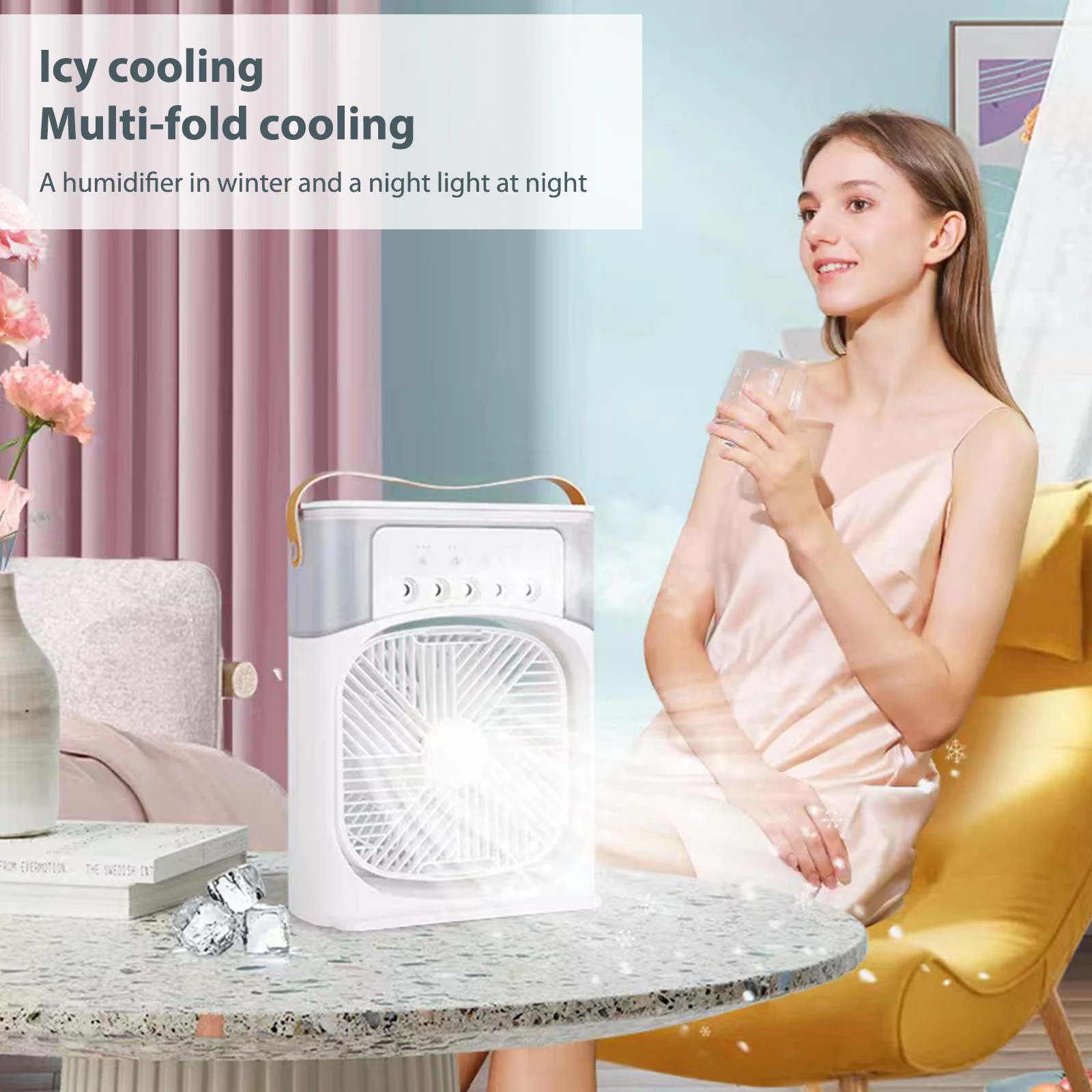 Portable Air Cooling Fan Misting Fan Mini Air Conditioner 600ml Large ...