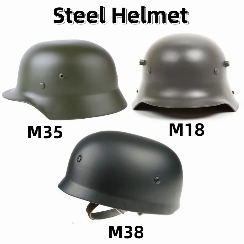Немецкий стальной шлем M35 M38 M18, мемориальный стальной шлем, уличный защитный шлем, каска ...