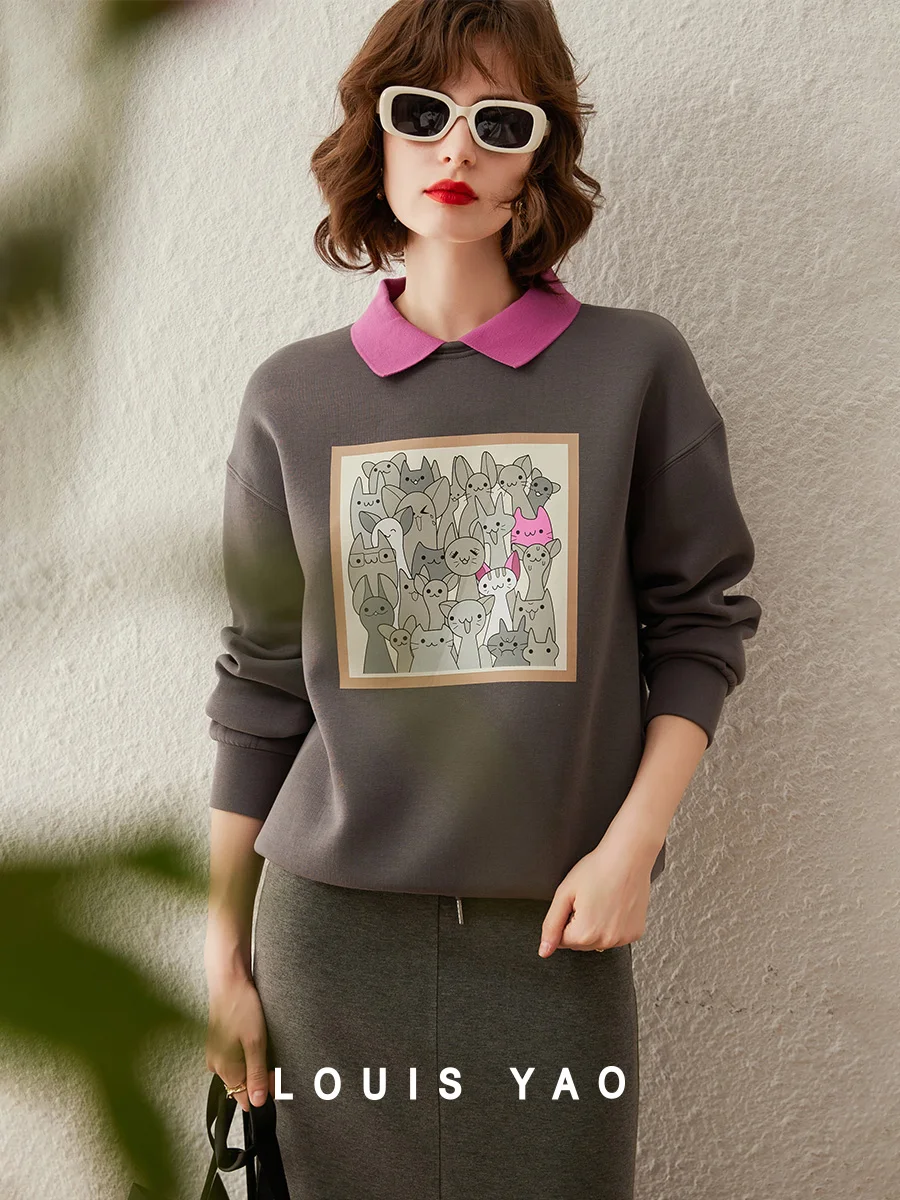 LOUIS YAO 2024 толстовка женская полиэстер | AliExpress