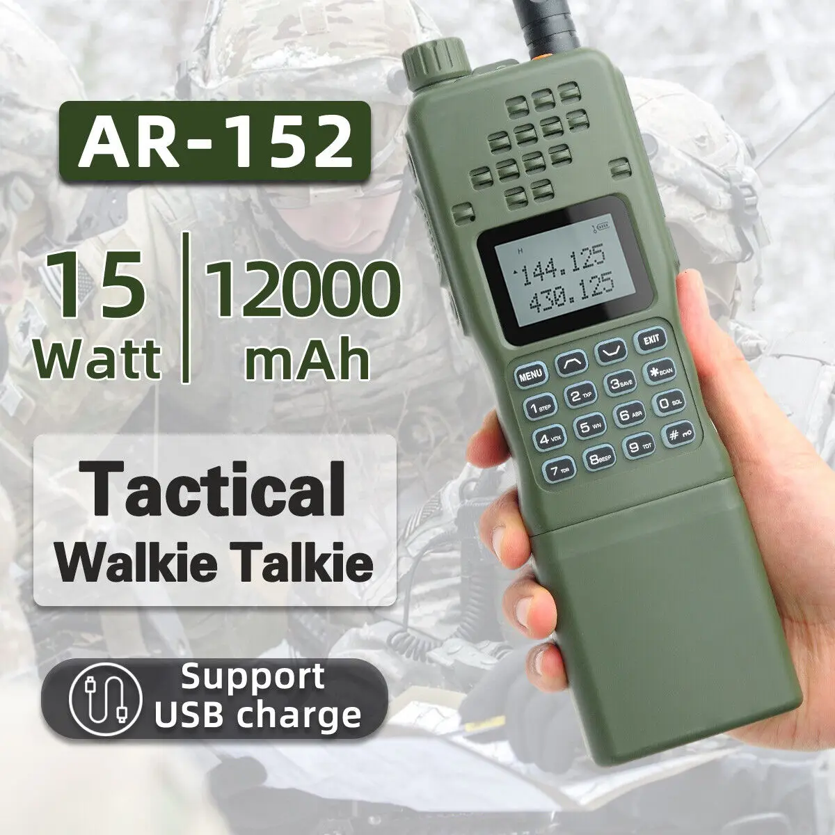 Baofeng Мощная Рация 15 Вт, Двухдиапазонная UHF/VHF Военно-тактическая ...