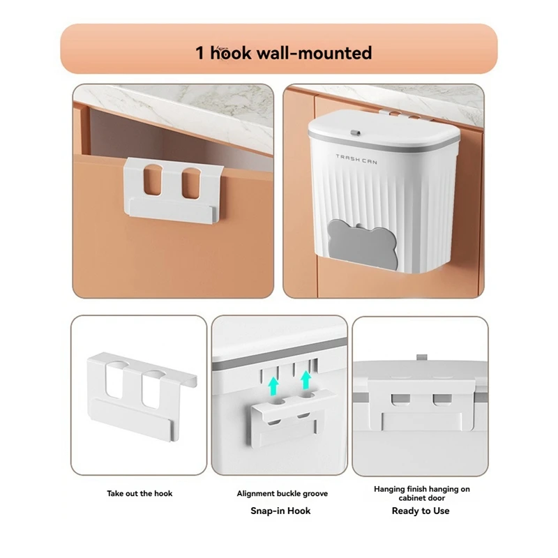 Кухонная корзина для мусора Настенное мусорное ведро с крышкой ...