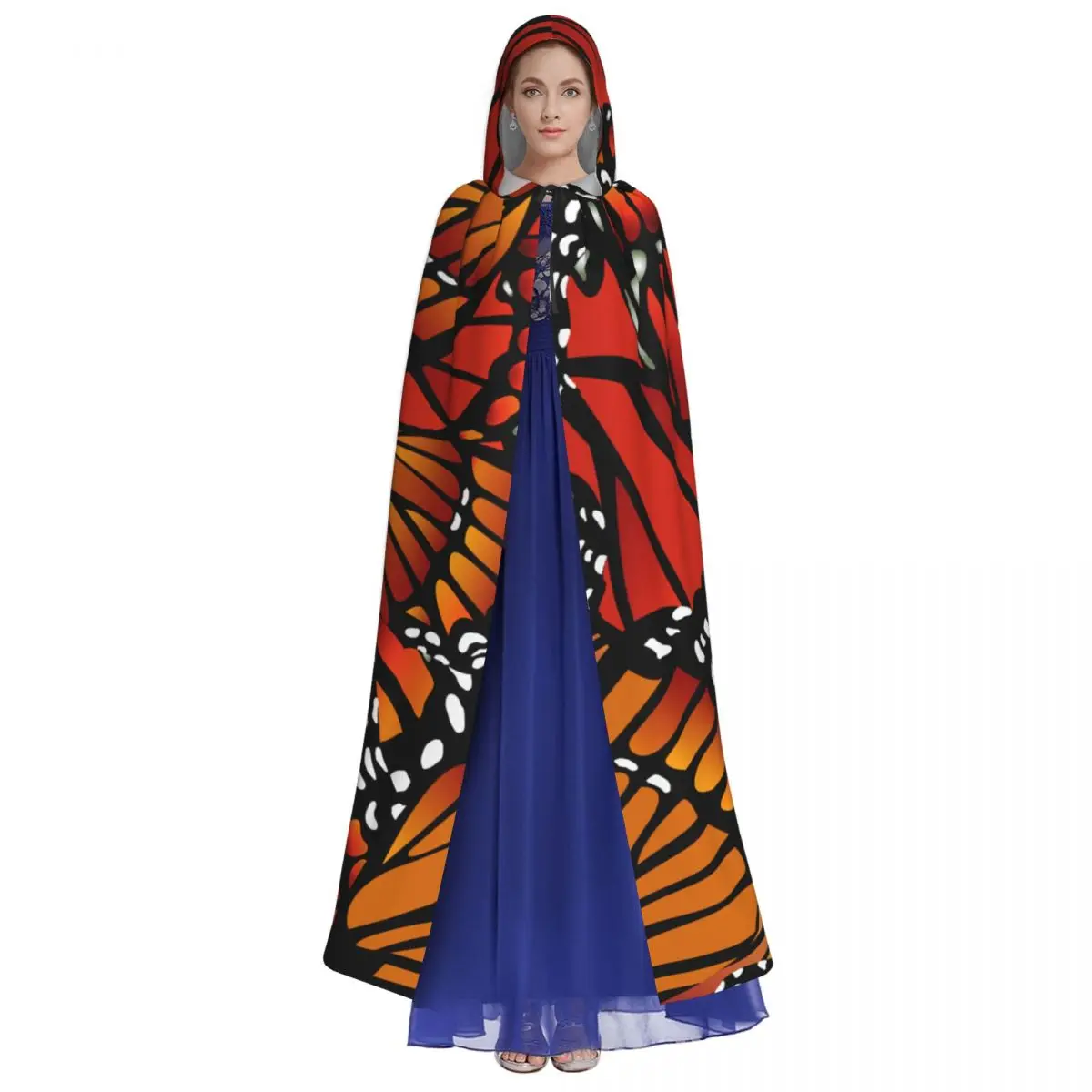 Monarch Butterfly Wings Adult Cloak Cape Hooded Medieval Costume Witch ...