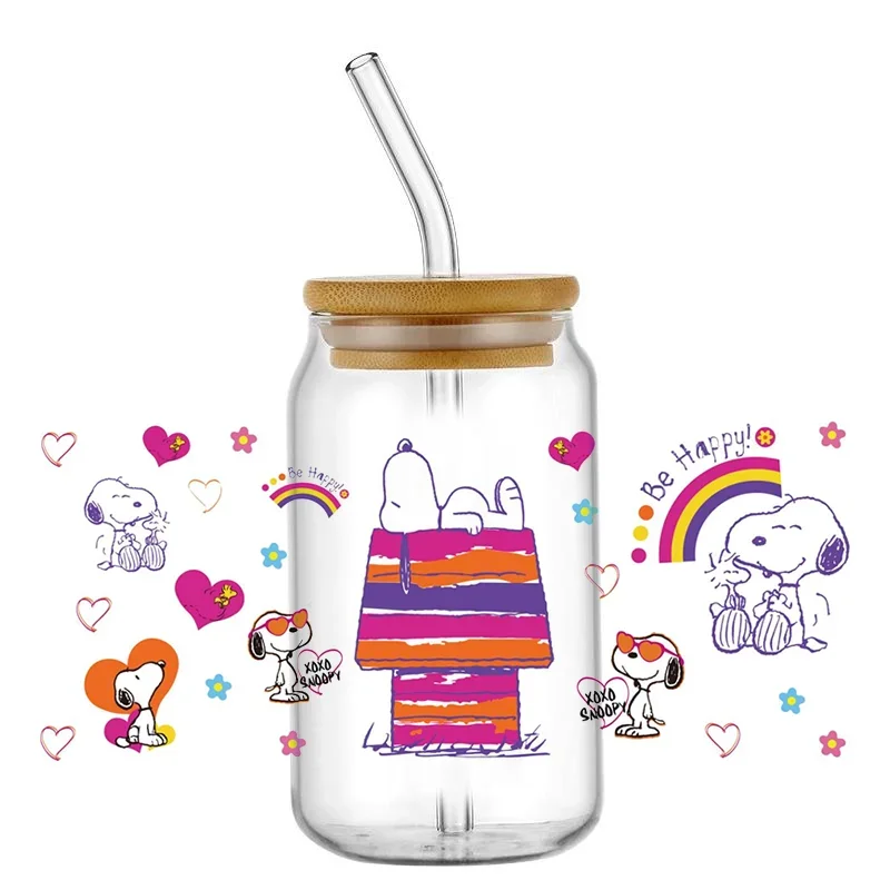 Miniso 3D UV DTF Cup Wrap Sticker for 16oz Libbey Glasses Cartoon ...