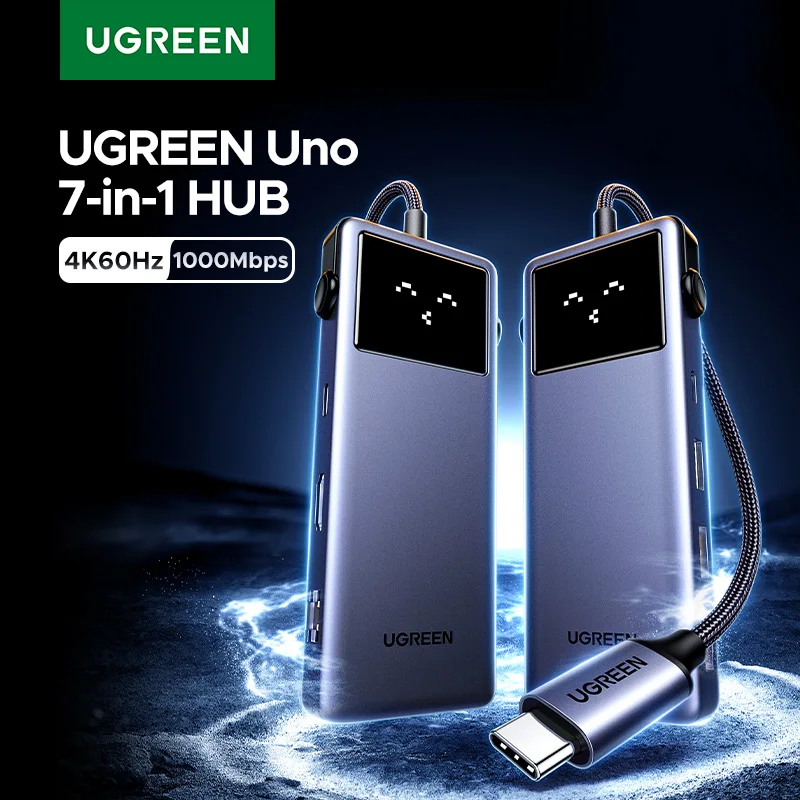 UGREEN Uno USB C-концентратор Type-C до 4K60 Гц 2K120 Гц HDMI 1000 Мбит ...