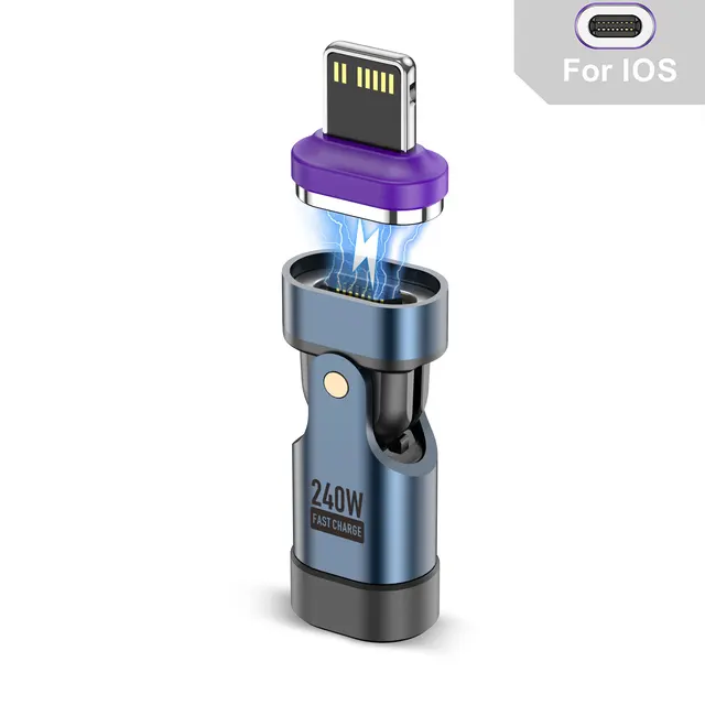 Магнитный адаптер USLION 240 Вт Type-C 180 ° Поворотный конвертер USB C ...