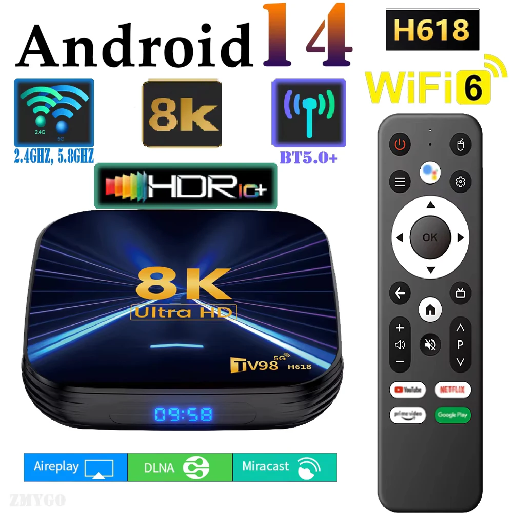 ZMYGO Smart TV Box H618 Android 14 4K 8K | AliExpress