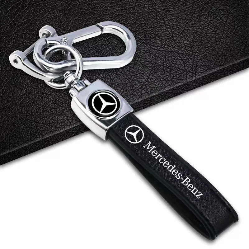 Leather Durable Lanyard Car Keys Chain Rings Buckle Holder for Mercedes ...