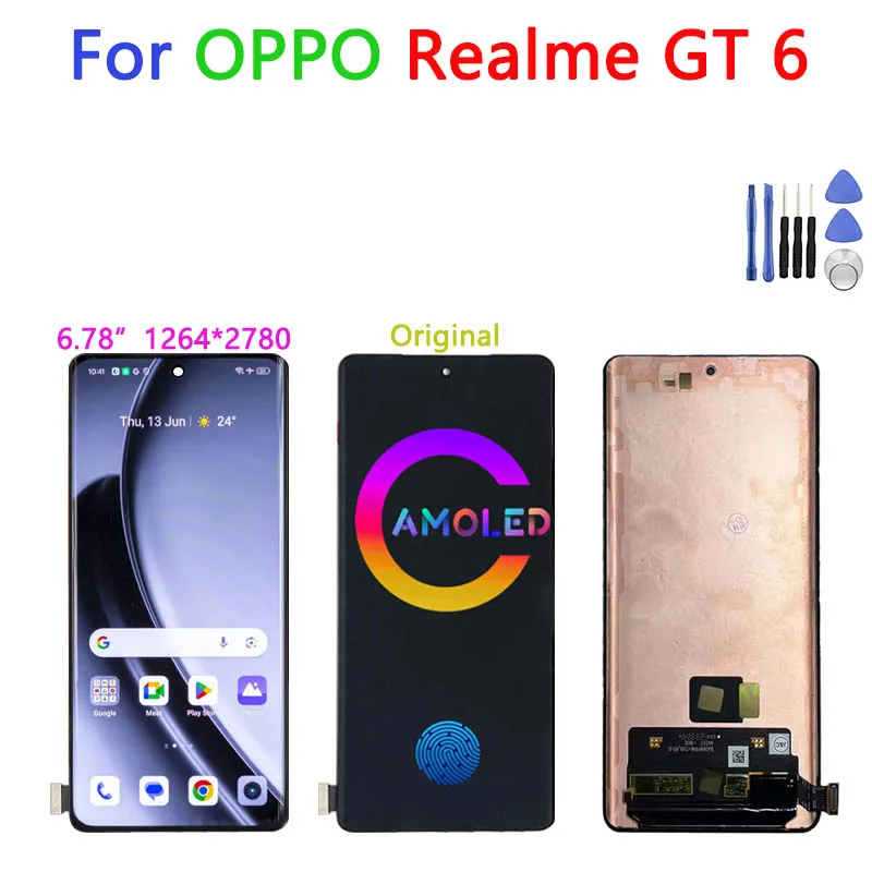 Оригинальный дигитайзер AMOLED для Realme GT6 GT 6, экран в сборе для ...