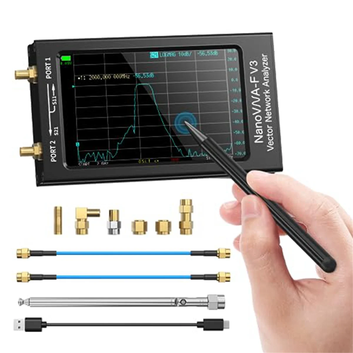 Векторный анализатор сети NanoVNA-F V3, 1 МГц-6 ГГц, 3,5-дюймовый ...