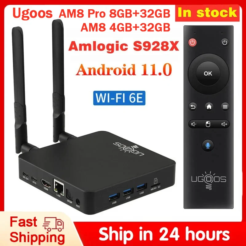ТВ-приставка Ugoos Am8 Pro Android, Amlogic S928X-J 4 ГБ 32 ГБ, WiFi6 BT5.3 1000 м AM8, ТВ ...