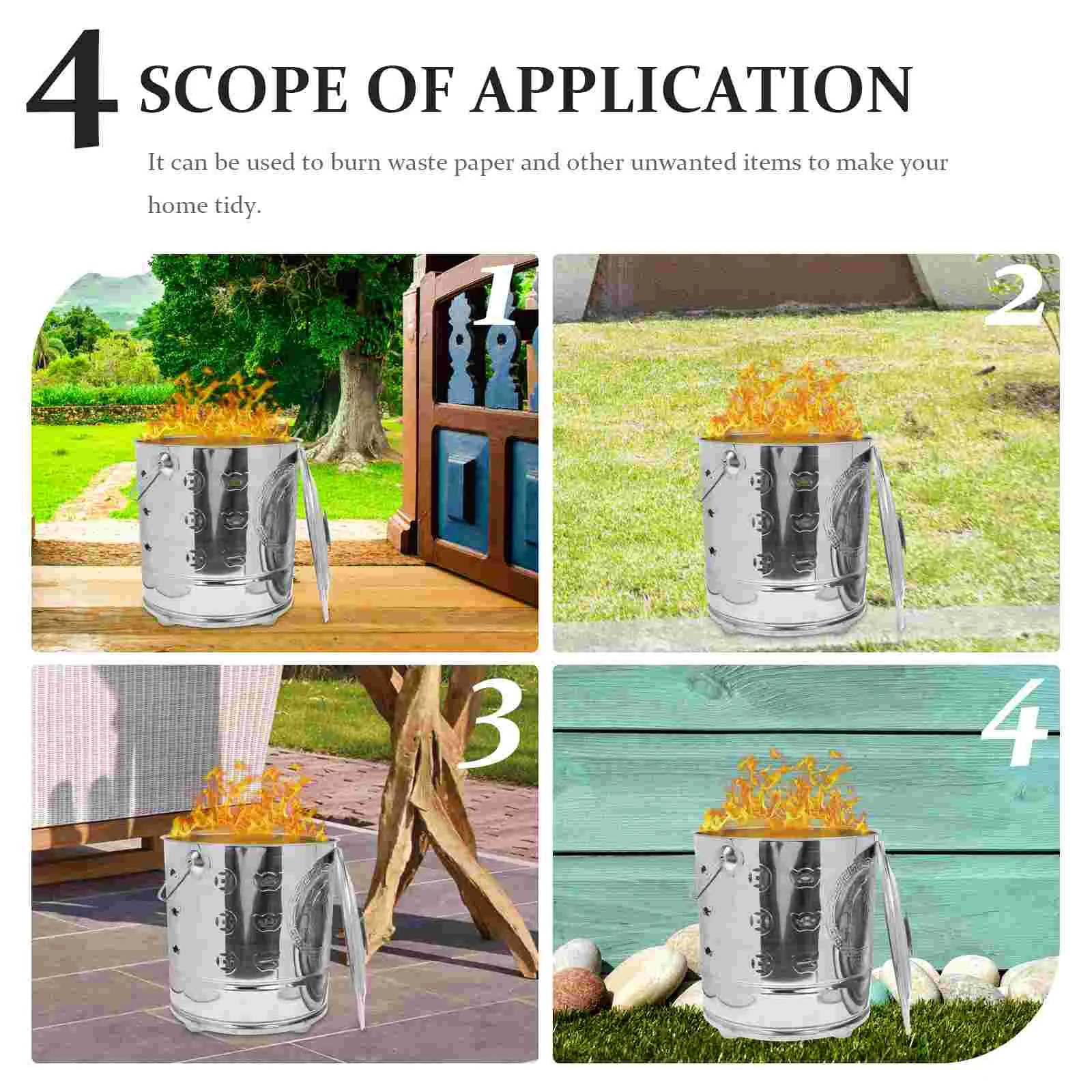 Incinerator Stainless Steel Worship Bucket Burn Barrel Home Paper Pail ...