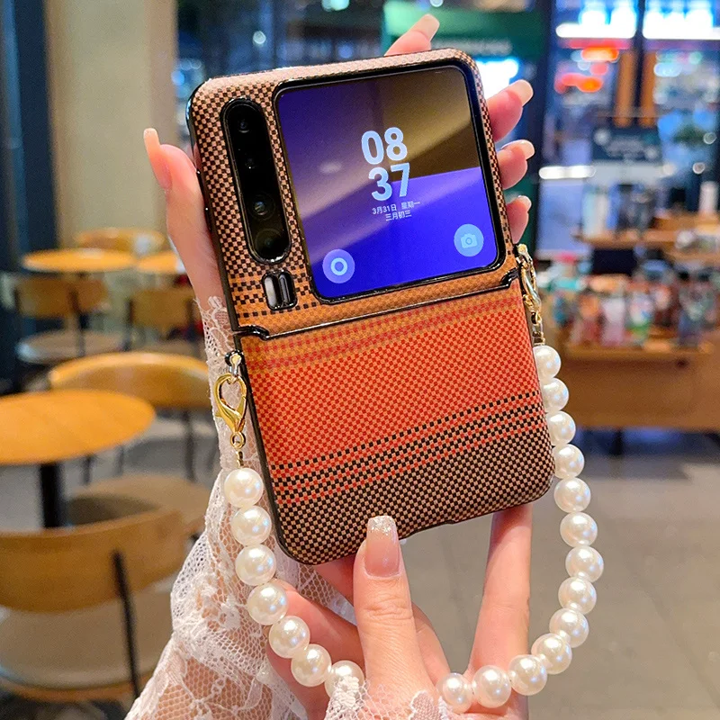 Для Huawei Pura X Чехол из твердого углеродного волокна с жемчужным ...