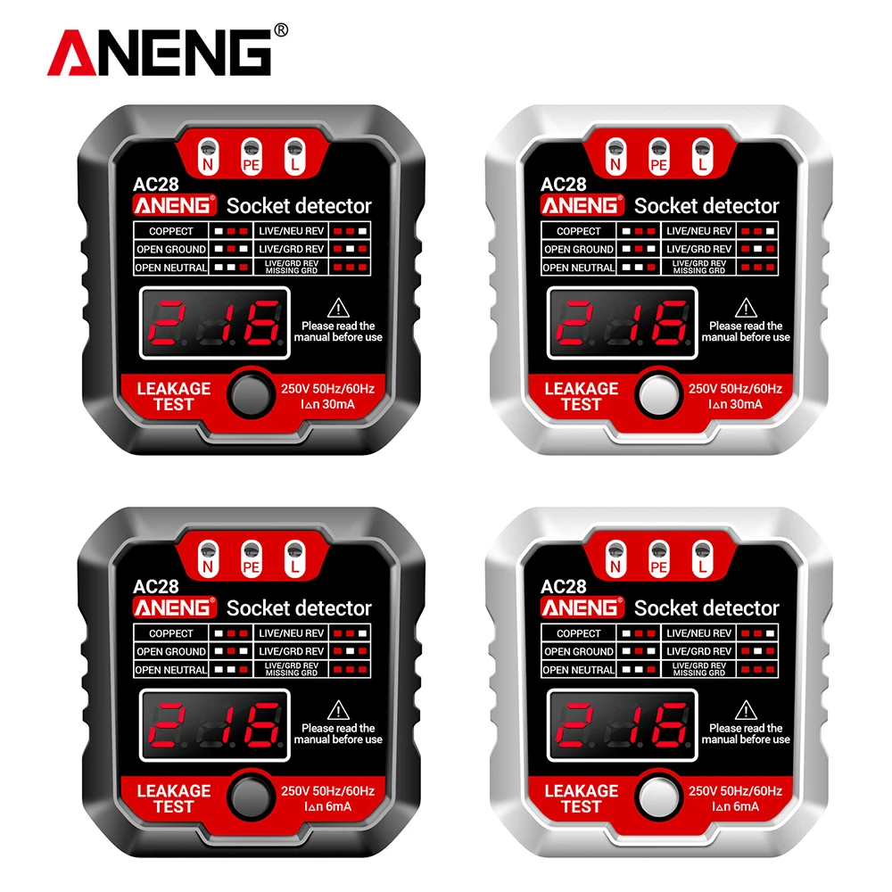 ANENG AC28 тестовая розетка с цифровым дисплеем, детектор полярности ...