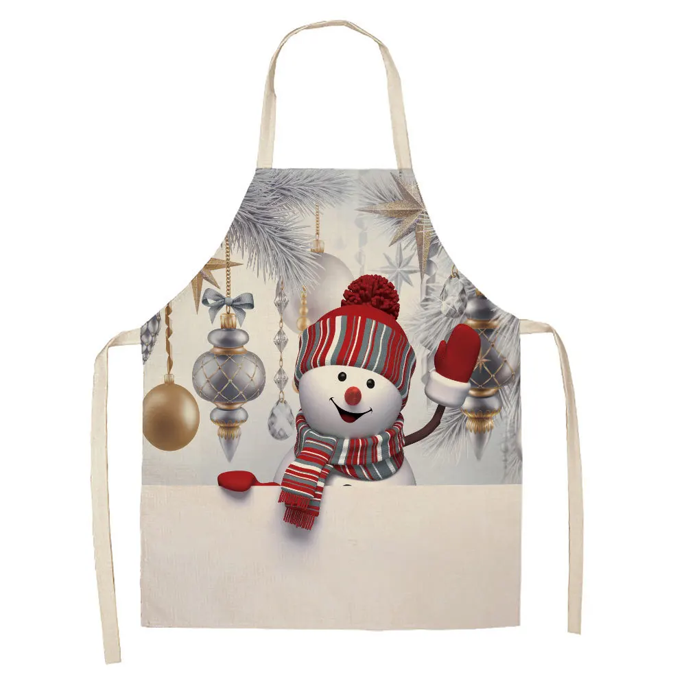 Christmas Snowman Elk Apron Chef Apron Ladies Kitchen Apron Waitress ...