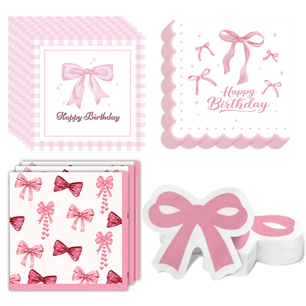 Одноразовые бумажные салфетки PartiesTour с бантом для девочки | AliExpress