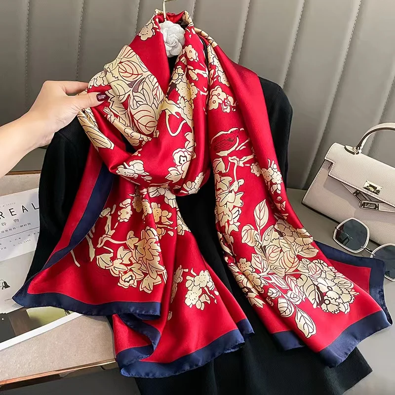 2022 New Silk Shawls 180*90cm Luxury Brand Design Foulard Female Large ...