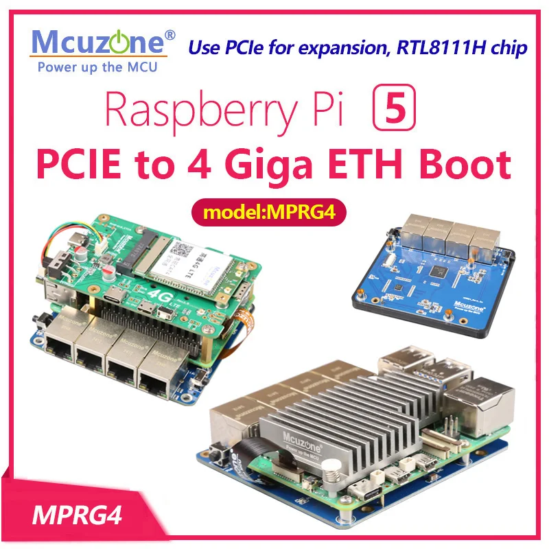 Флте, Raspberry Pi 5 PCIE к 4xgiga Ethernet Boot, драйвер бесплатно с ...