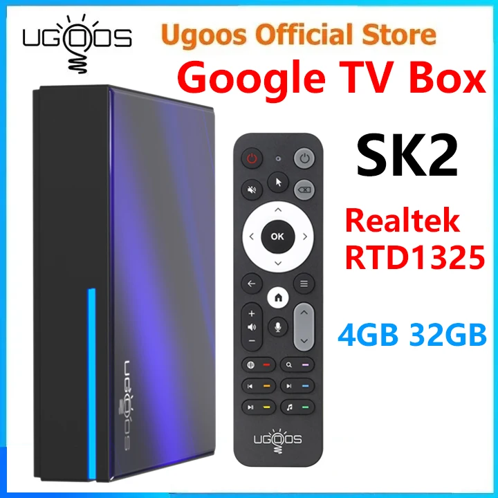 Ugoos SK2 Smart TV Box Google TV Realtek RTD1325 4 ГБ 32 ГБ WIFI6 BT5.2 4K Телеприставка Google ...