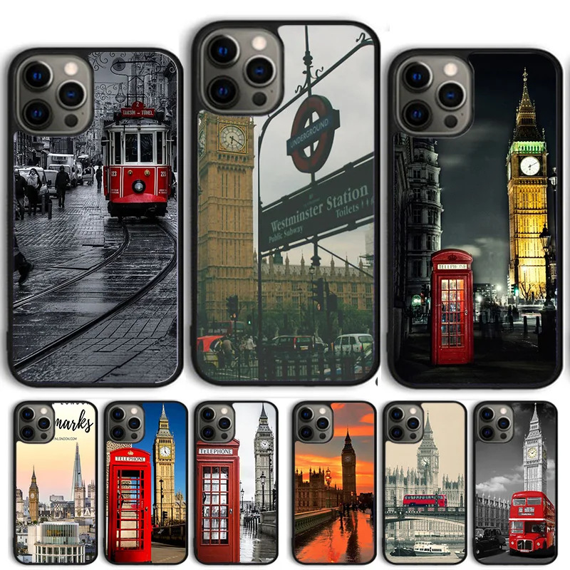 Famous London Landmarks Street Sign Phone Case Cover For iPhone 15 16 ...