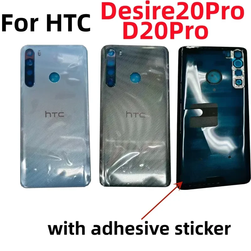 Задняя стеклянная крышка, черный чехол для аккумулятора для HTC Desire 20 20Plus 20Pro D20 ...