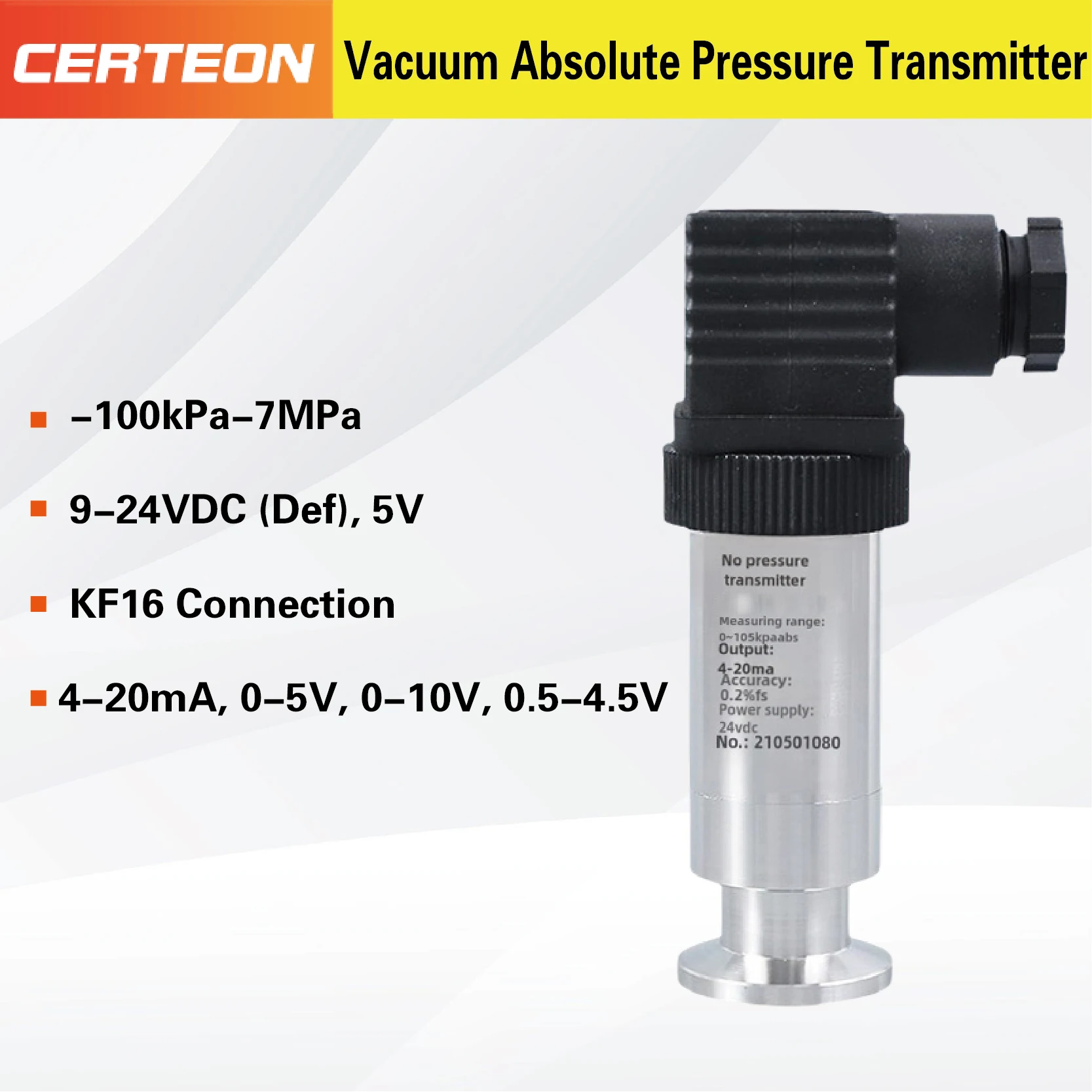 Вакуумный датчик давления KF16, 4-20 мА, 0-5 В, 0-10 В, RS485 ...