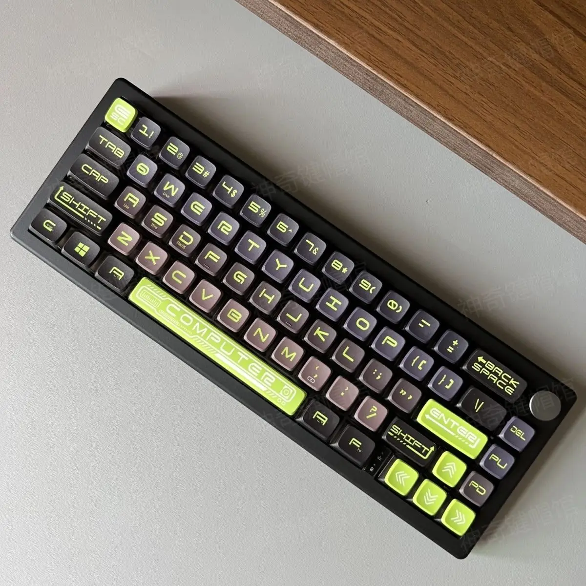 116 клавиш Pudding Keycap ASA, высокофлуоресцентный зеленый Y-образный ...