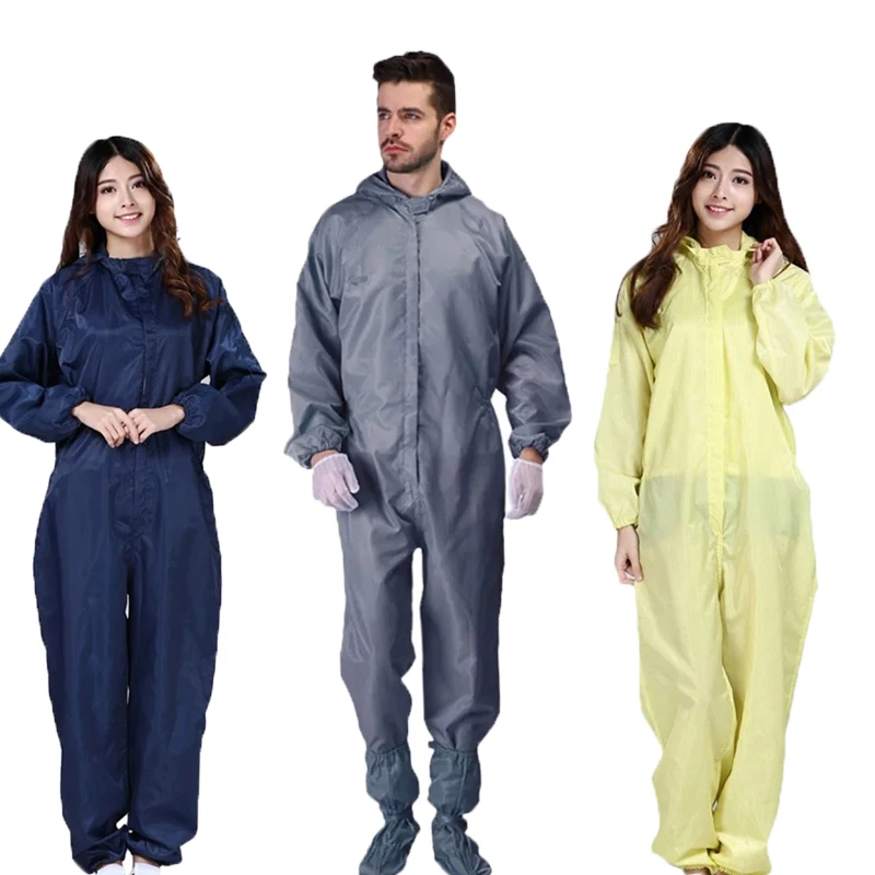 Anti-static Overalls Dust-proof Hooded Jumpsuit Factory Workshop Male ...
