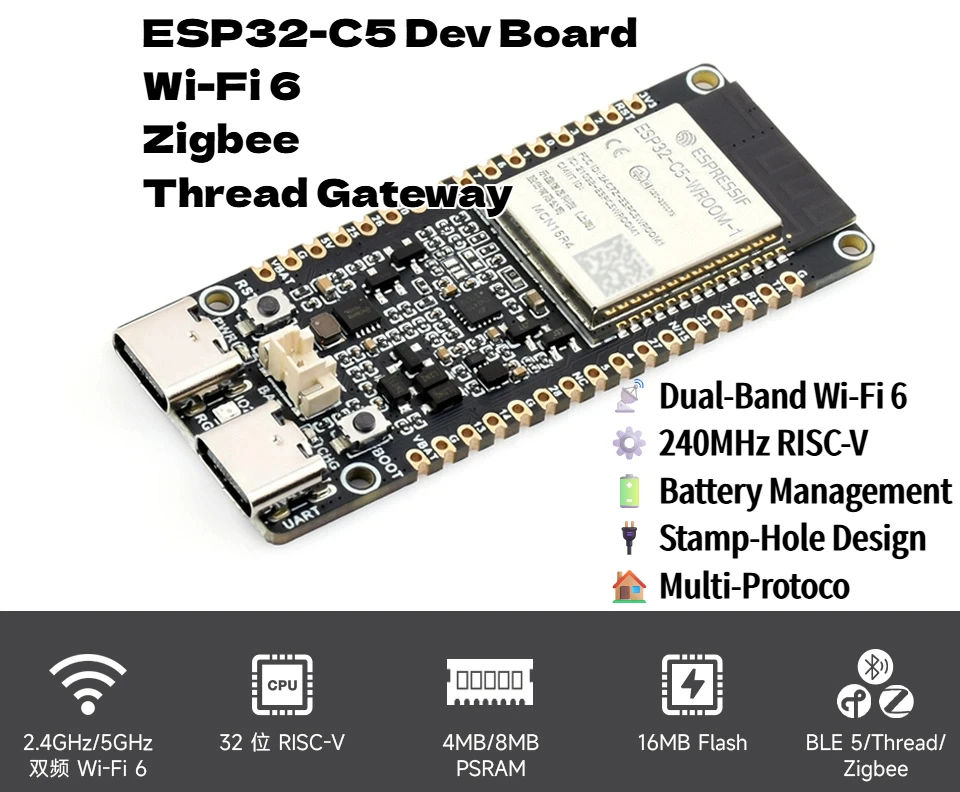 ESP32-C5 Двухдиапазонная плата разработки Wi-Fi 6 | AliExpress