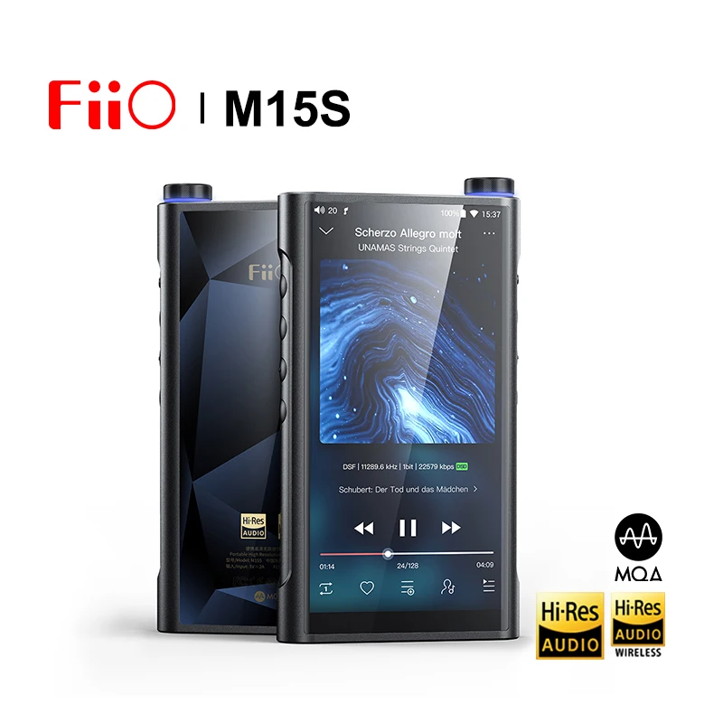 Портативный музыкальный плеер FiiO M15S, Android 10, Hi-Res звук без потерь, MP3, чип ЦАП MQA ...