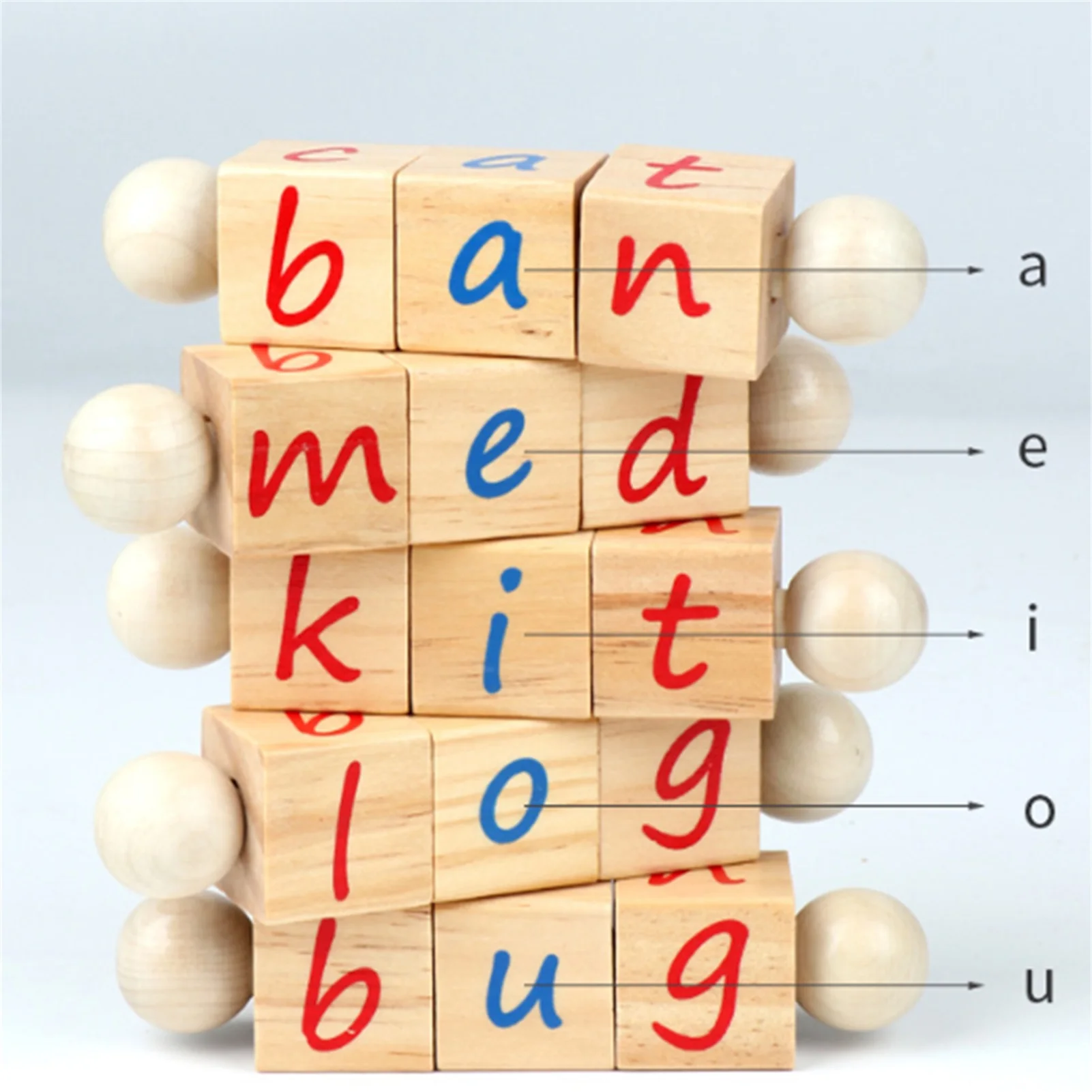 Wooden Reading Blocks Spinning Alphabet Letter Blocks With Flashcards ...