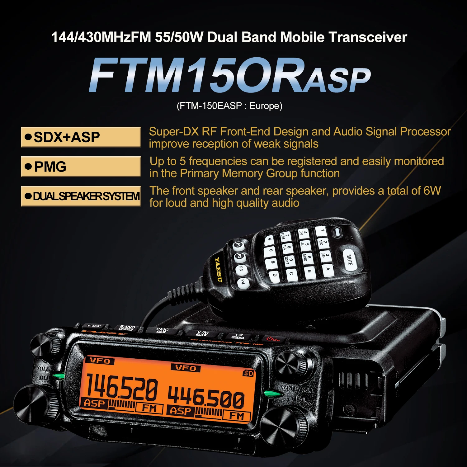 Yaesu FTM-150 ASP Mobile VHF55W/UHF 50 Вт двухдиапазонный FM-трансивер FTM-150E воздушный ...