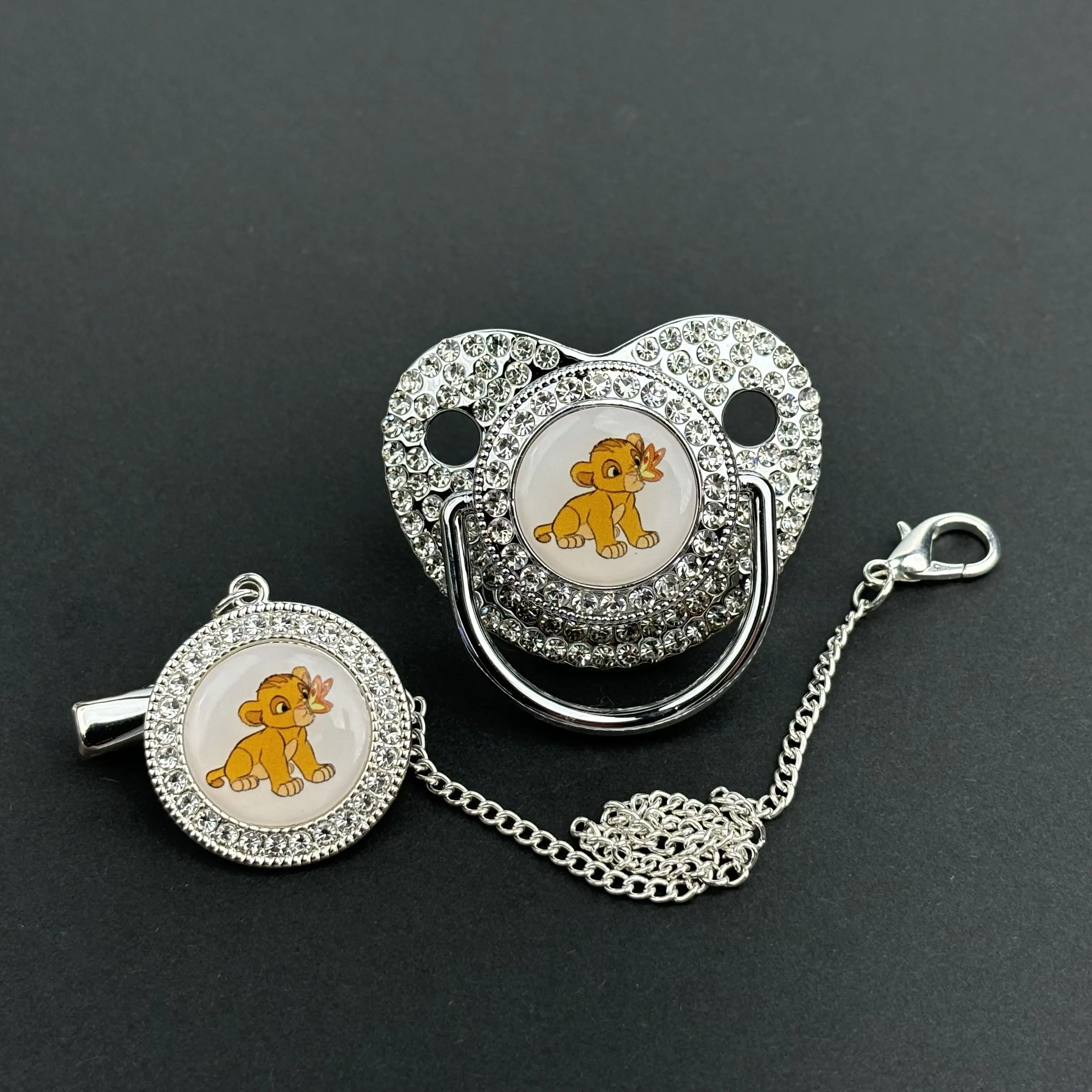 Lion King printed Zircon baby pacifier cap Kawaii anime sticker ...