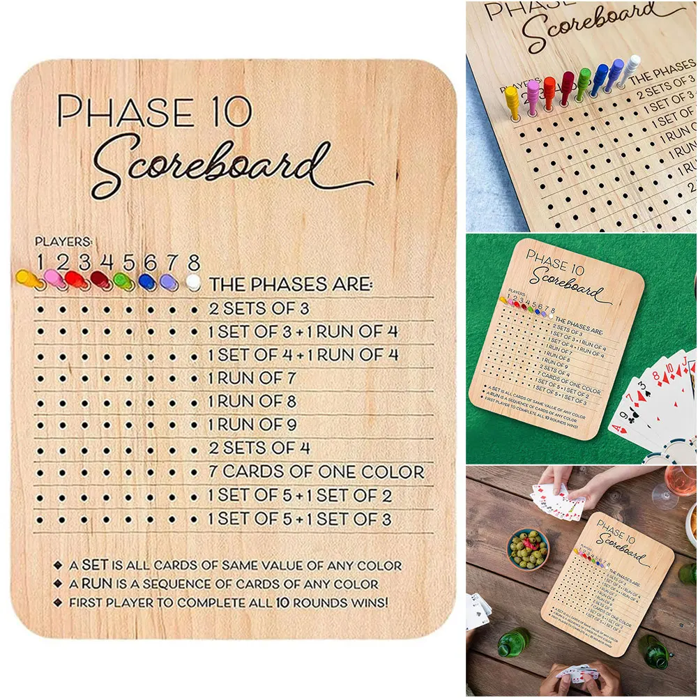 Phase 10 Score Board , Phase 10 Score Sheets With 8 Colored Pegs, 2025 ...