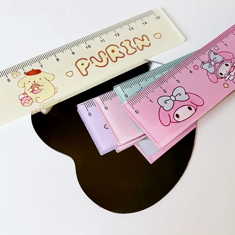 15cm Kawaii Hello Kitty Ruler Sanrio Anime My Melody Kuromi Cinnamoroll ...