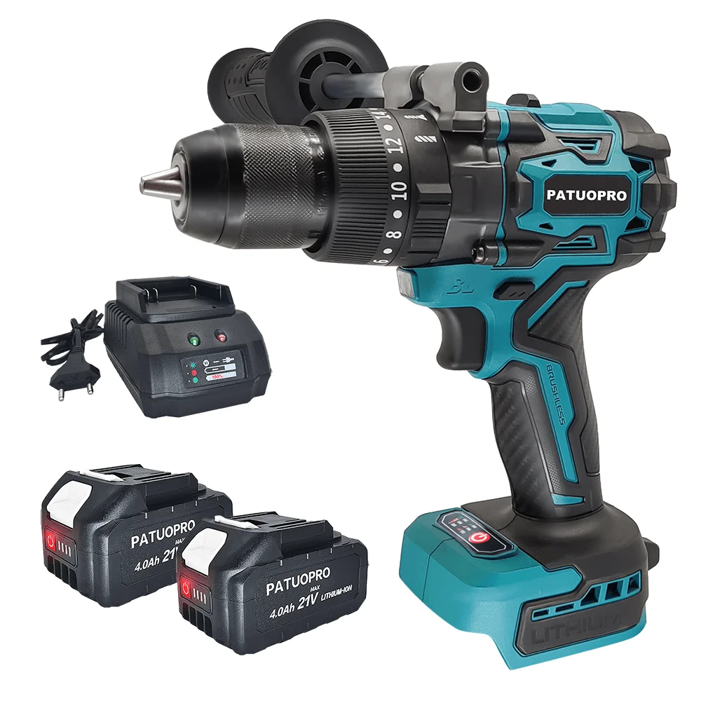 PATUOPRO 13 мм Бесщеточная электрическая ударная дрель 3 функции ...
