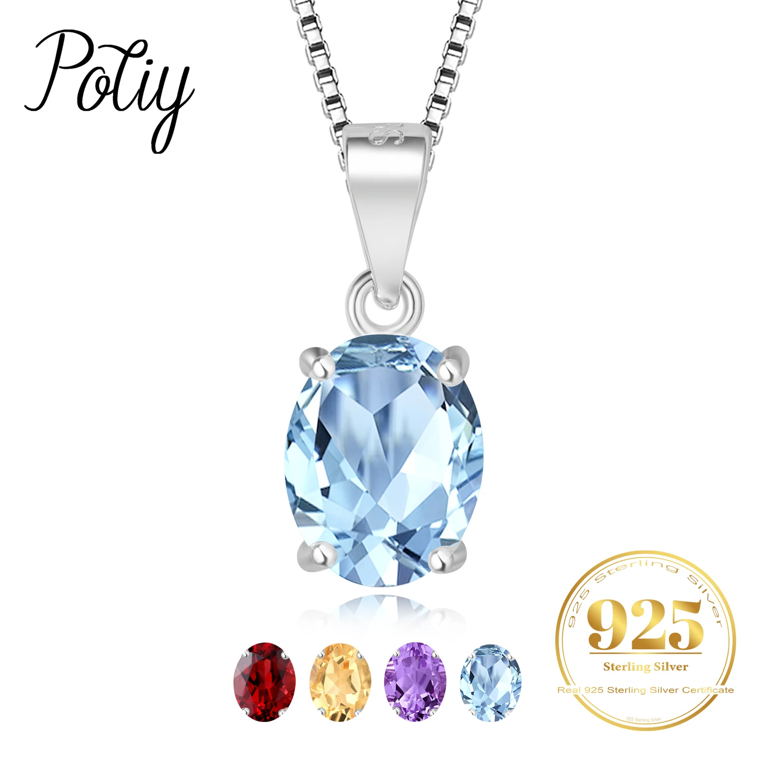Кулон из серебра с цитрином, топазом и аметистом | AliExpress