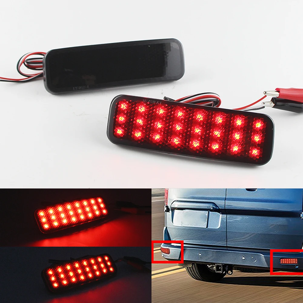 2 шт., черные/красные линзы, светодиодный отражатель заднего бампера, стоп-сигнал для Ford ...