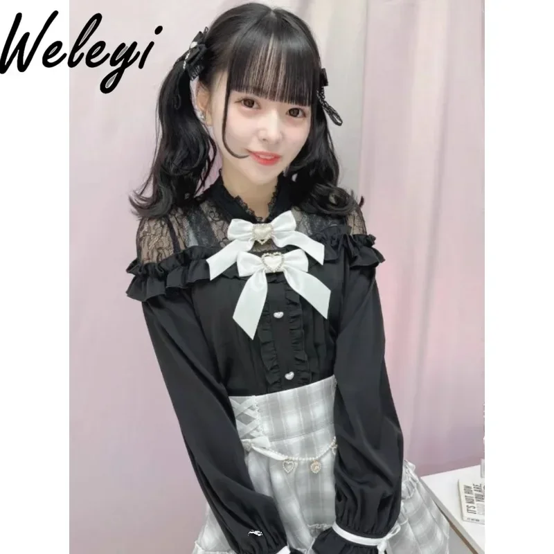 Kawaii Cutecore рубашки для женщин осень японский стиль моя двойная ...