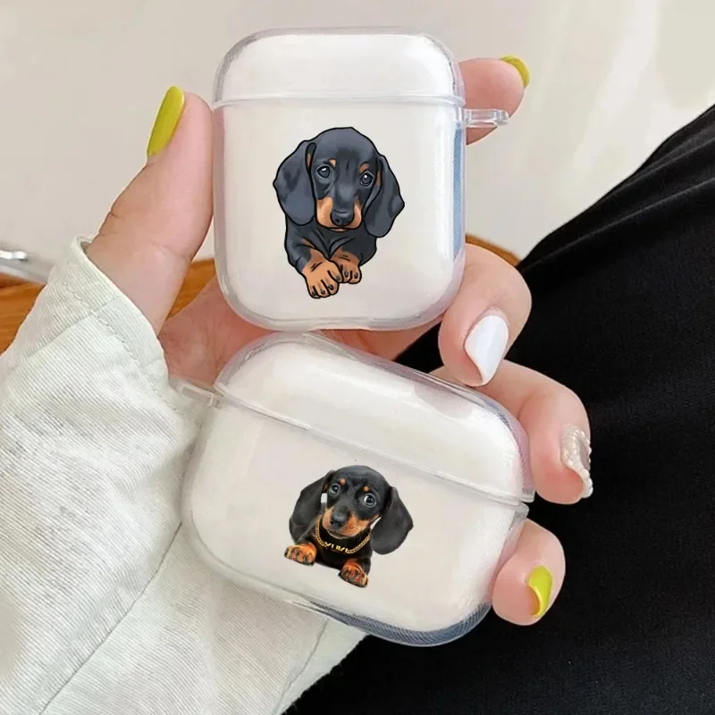 Cute Cartoon Dog Dachshund Clear Earphone Case For Apple AirPods 4 3rd ...
