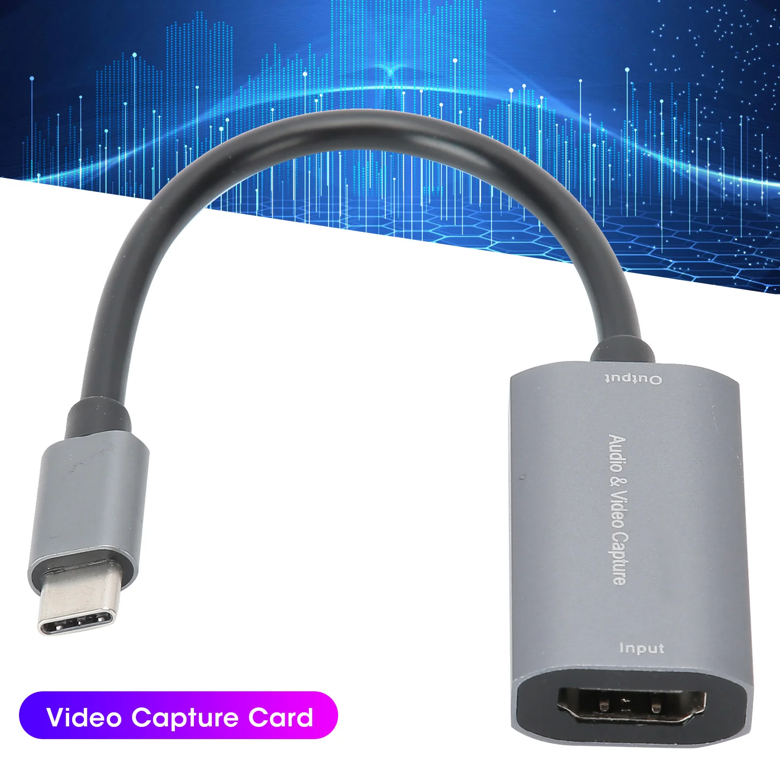 Карта видеозахвата TYPEC HDMI to TypeC 4K 1080P Game Live Silver Grey ...