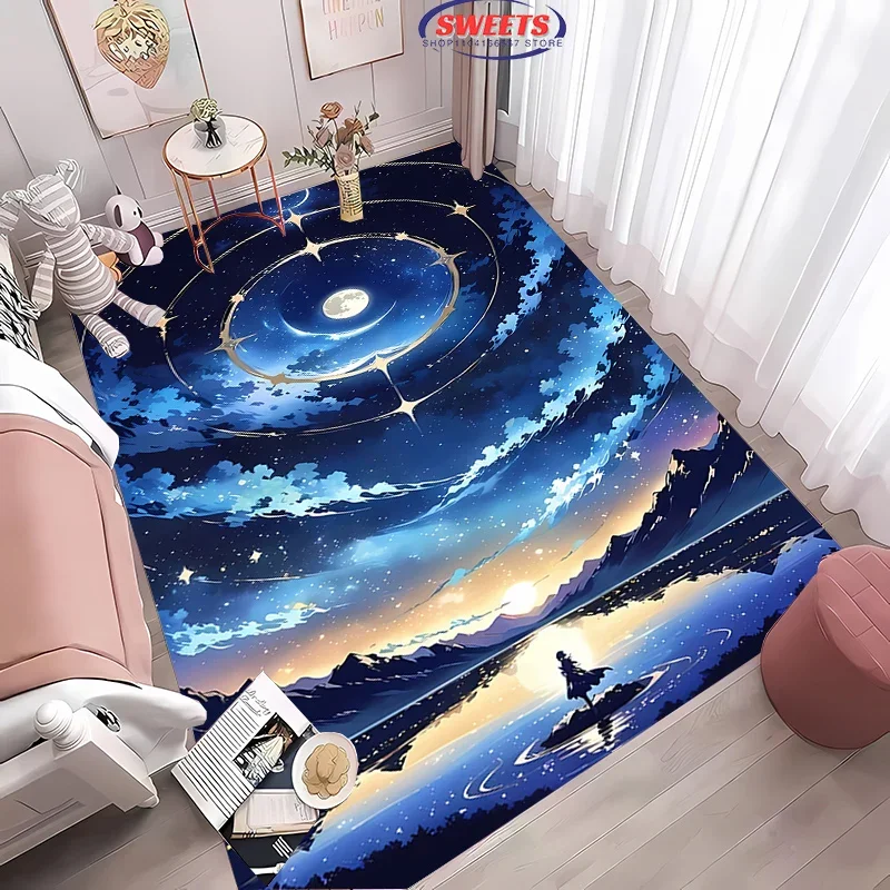 Mysterious Beautiful Starry Sky Carpet, Living Room Bedroom Office Area ...