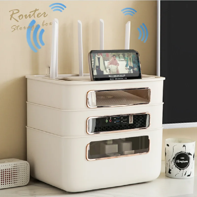 Wifi router storage box TV set-top box storage rack socket wire sorting ...