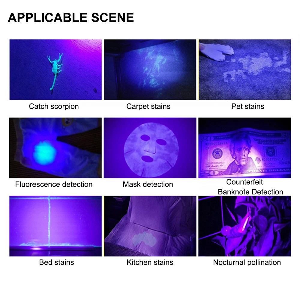 Professional UV Tactics Flashlight 128*395nm Waterproof Ultraviolet ...