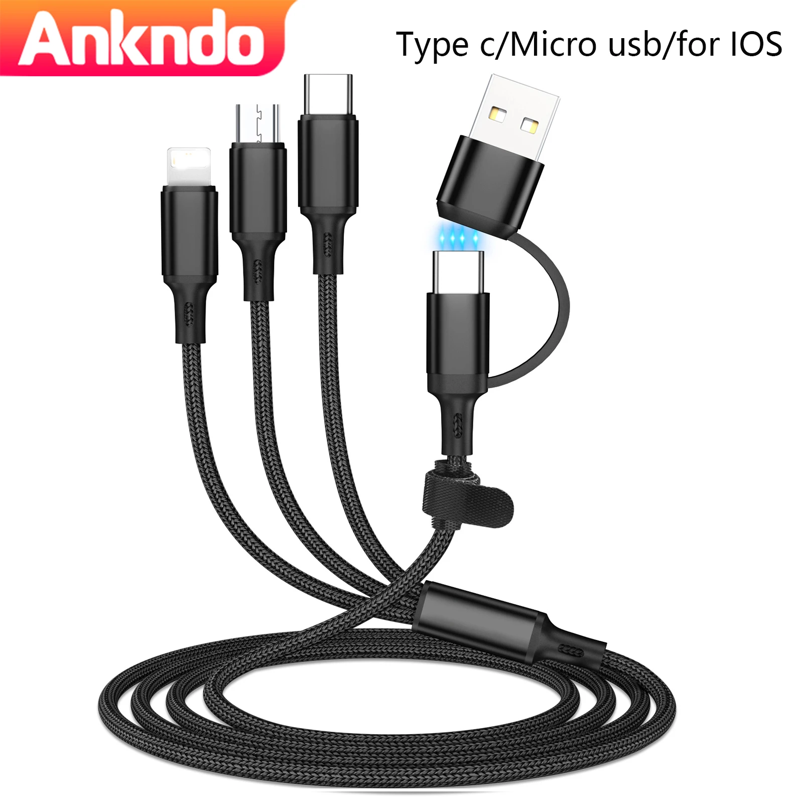 3 в 1 кабель для быстрой зарядки для iPhone Huawei Micro USB Type C ...